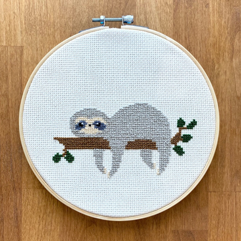 Sloth Cross Stitch - Etsy