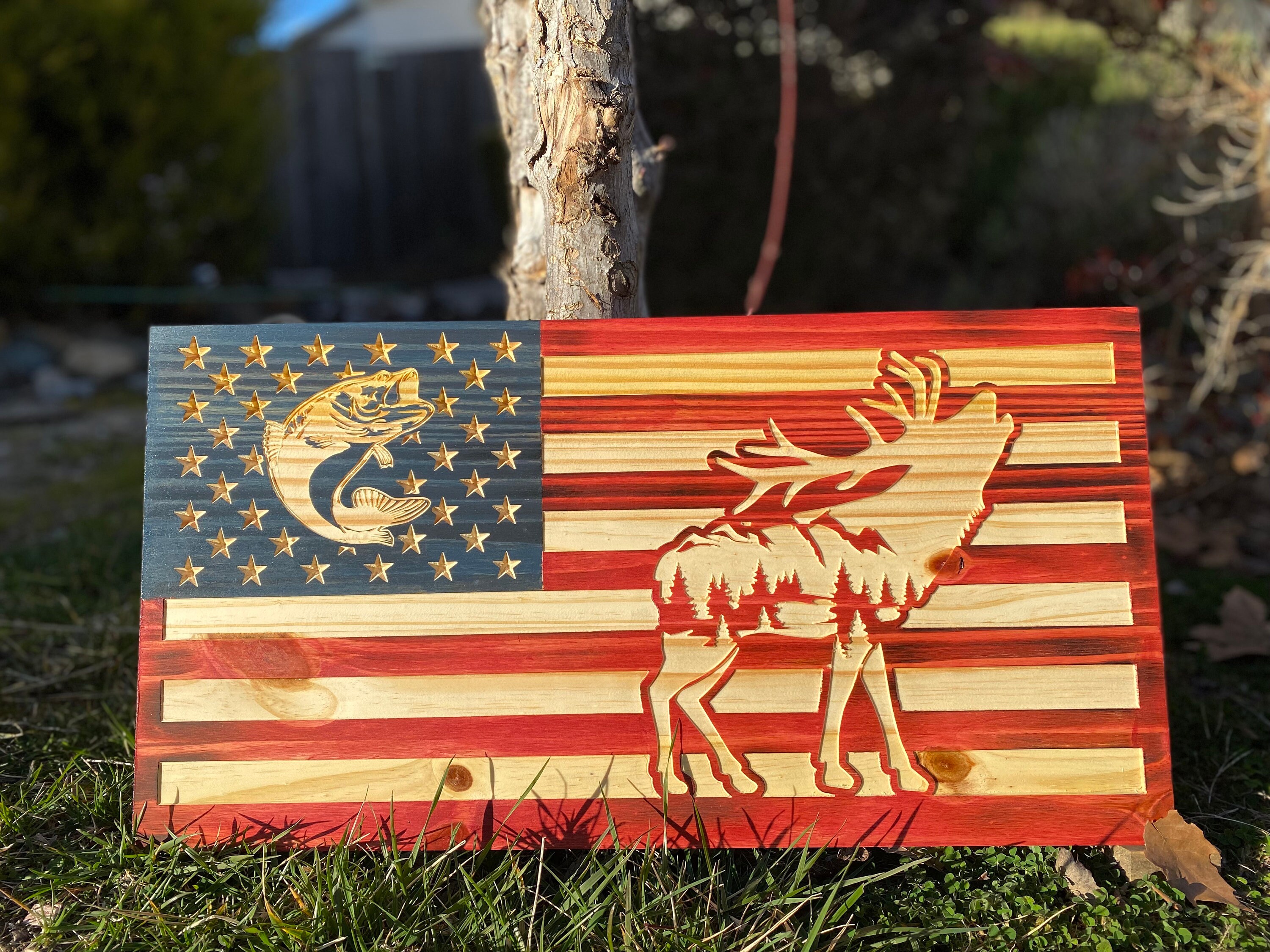 Bass & Elk Flag SVG - Etsy