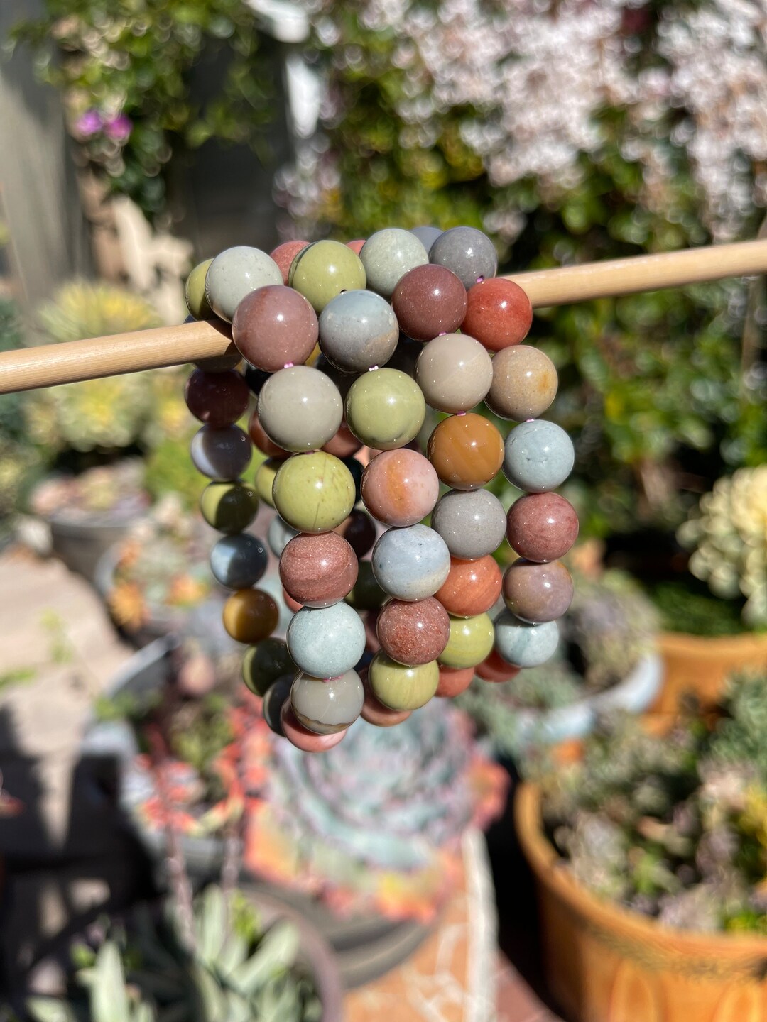 12mm Natural Alashan Stretch Bracelet Beautiful Colorful Beaded ...