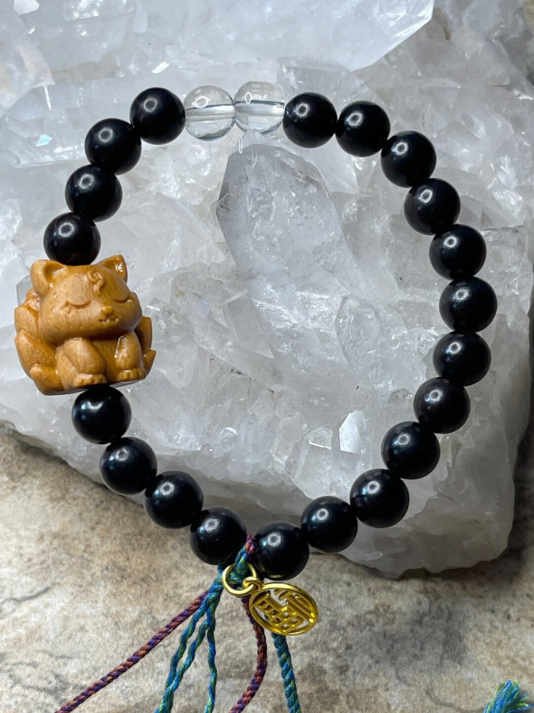 Sandalwood Nine Tailed Fox Bracelet Beaded Stretchy Bracelet Fox Lucky ...