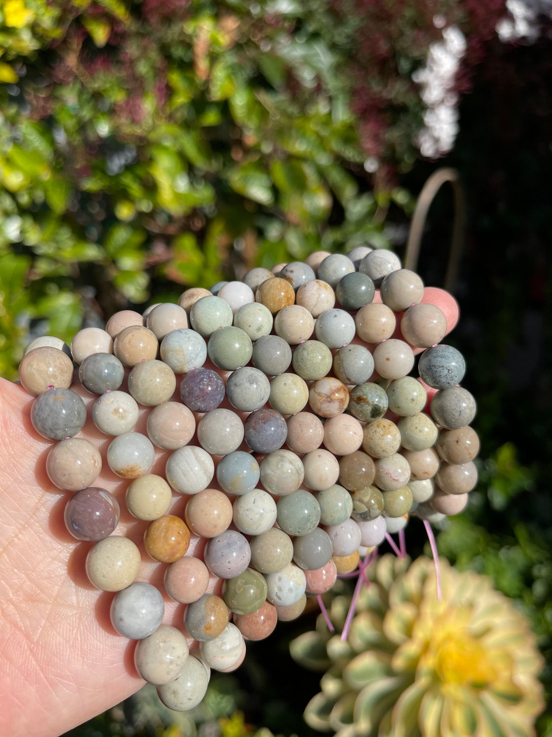 Natural Alashan Agate Bracelet Stretchy Beaded Bracelet Gift for Women ...