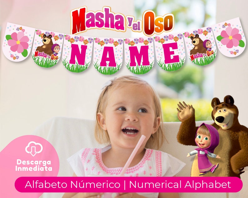MASHA AND THE BEAR / Instant Download / Complete Alphabet / Birthday ...