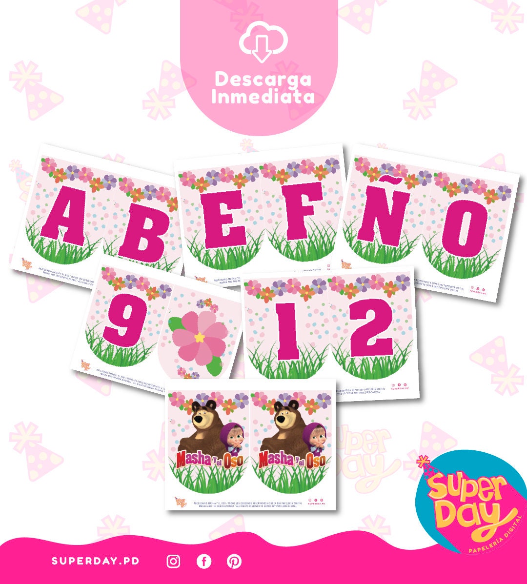 MASHA AND THE BEAR / Instant Download / Complete Alphabet / Birthday ...