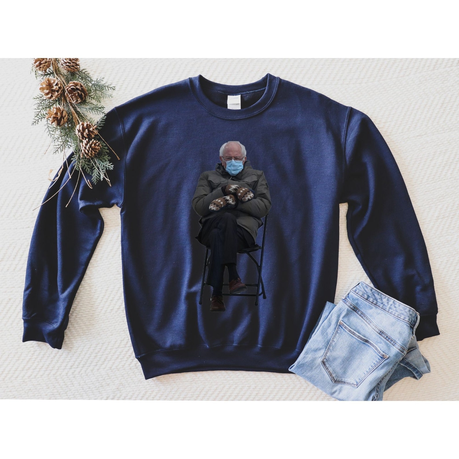 Cold Bernie Sanders Crewneck Sweatshirt | Bernie's Mittens Sweater ...