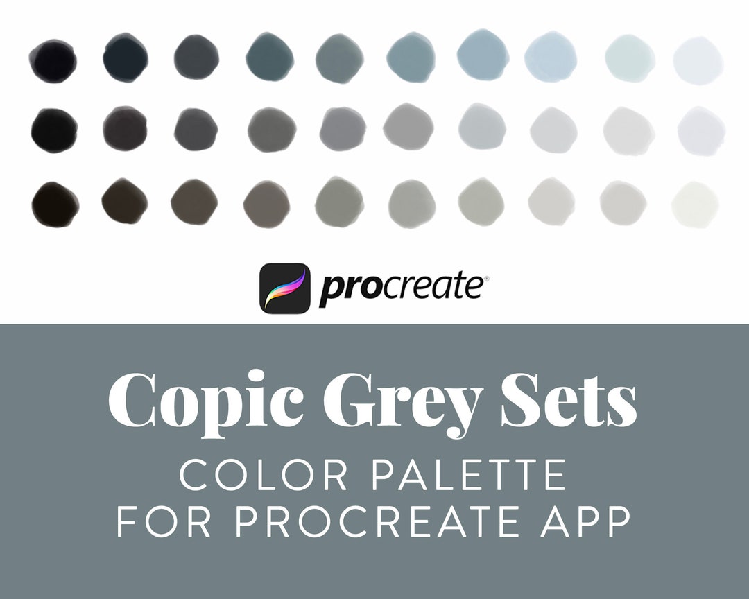 Procreate Color Palette Copic Marker Swatch Grey Value Scale 30 Greys