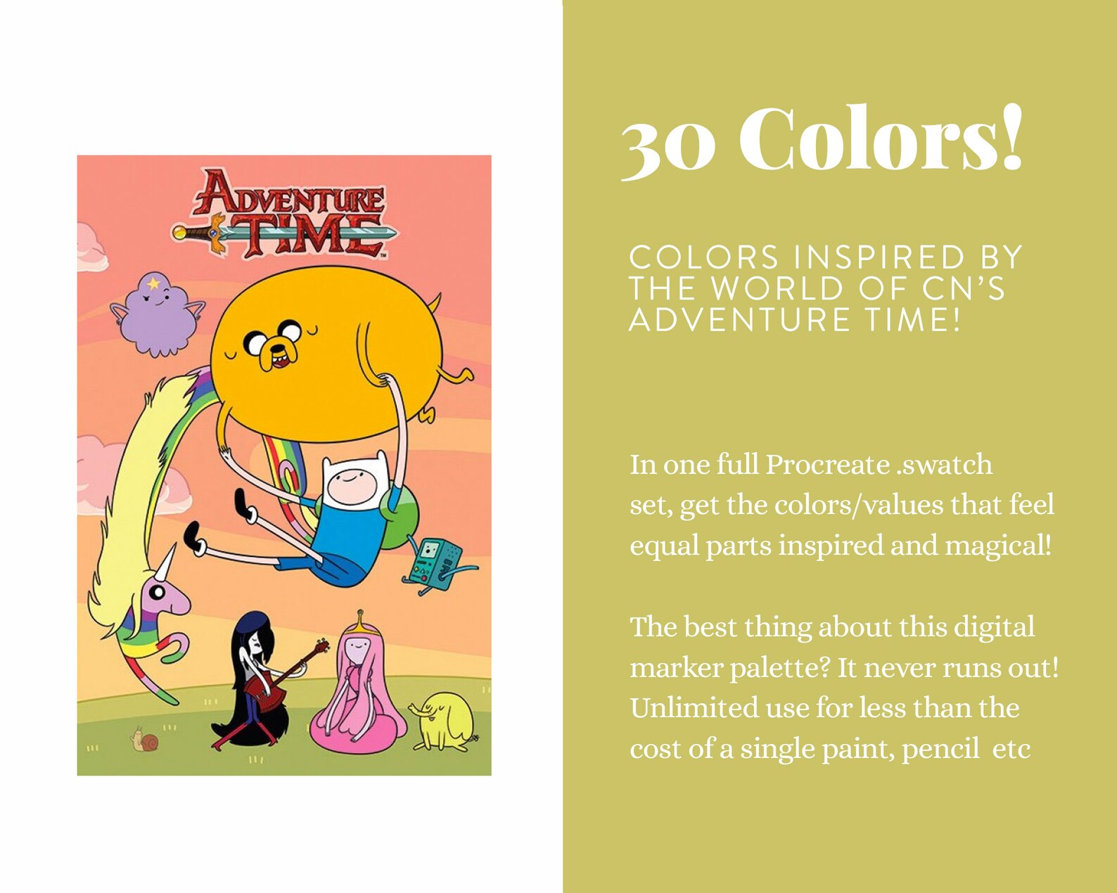 Procreate Color Palette | Adventure Time: 30 Curated Fantasy Colors for ...
