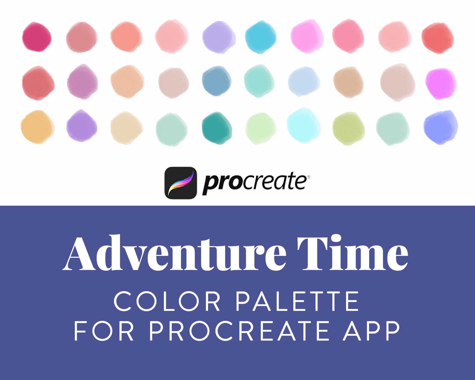 Procreate Color Palette | Adventure Time: 30 Curated Fantasy Colors for ...