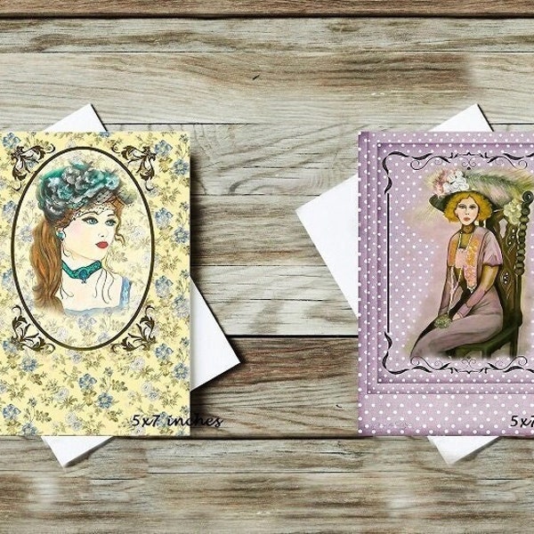 Victorian Women Greeting Cards - Etsy
