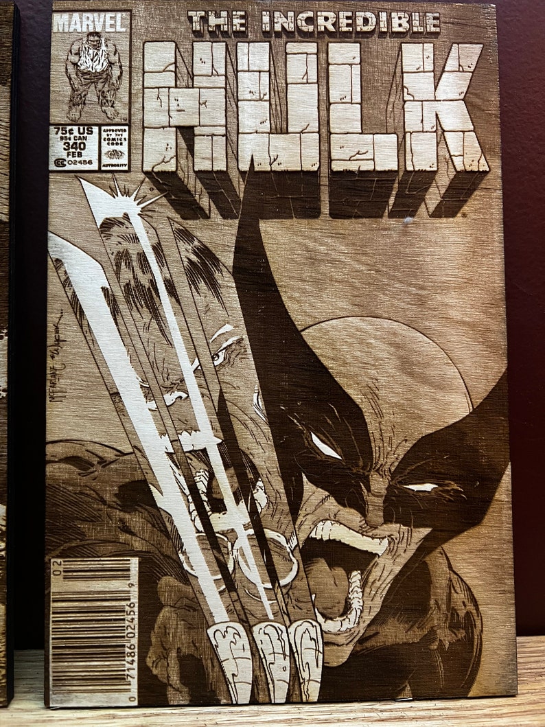 Laser Engraved Wooden Comic Book Covers: Silver Surfer, Hulk, Wolverine ...