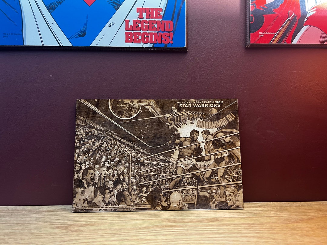 Superman VS Muhammad Ali Cover Art Large 11” X 7.5” Laser Engraved - Etsy