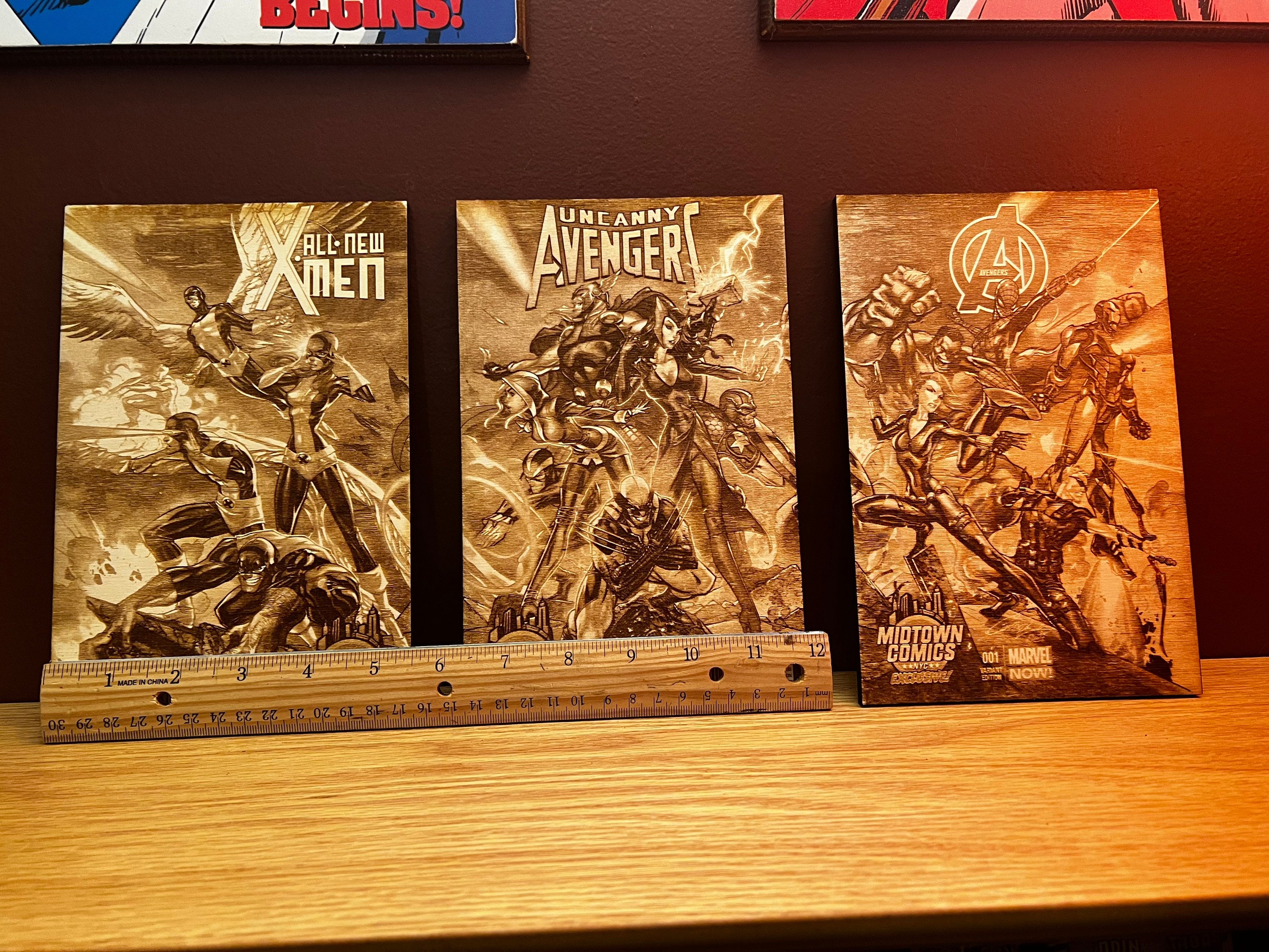 X-men and Avengers Laser Engraved Wood Comic Book Cover Art - Etsy