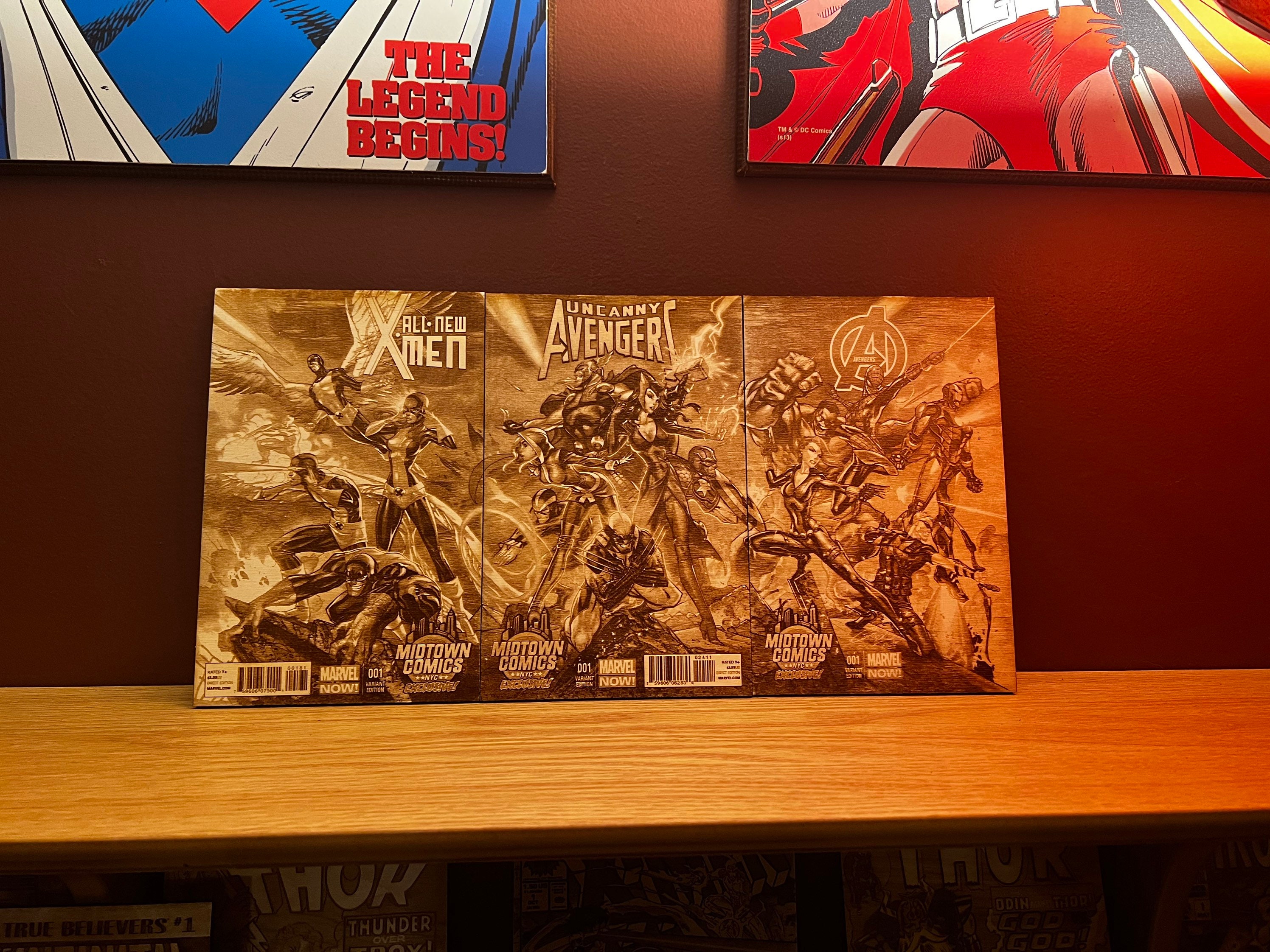 X-men and Avengers Laser Engraved Wood Comic Book Cover Art - Etsy