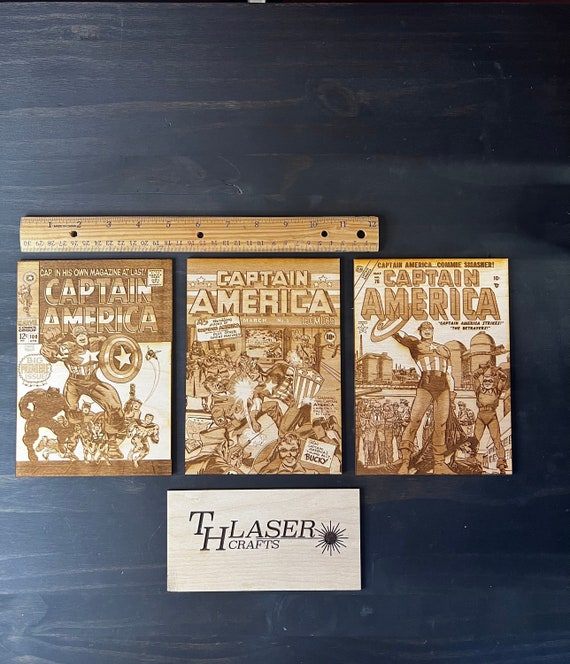 Captain America Laser Engraved Comic Book Cover Set 3 | Etsy