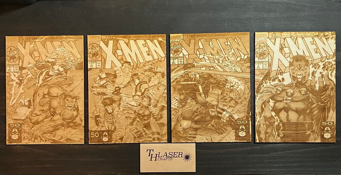 Marvel X-men Laser Engraved Comic Book Cover Art Set of 4 - Etsy