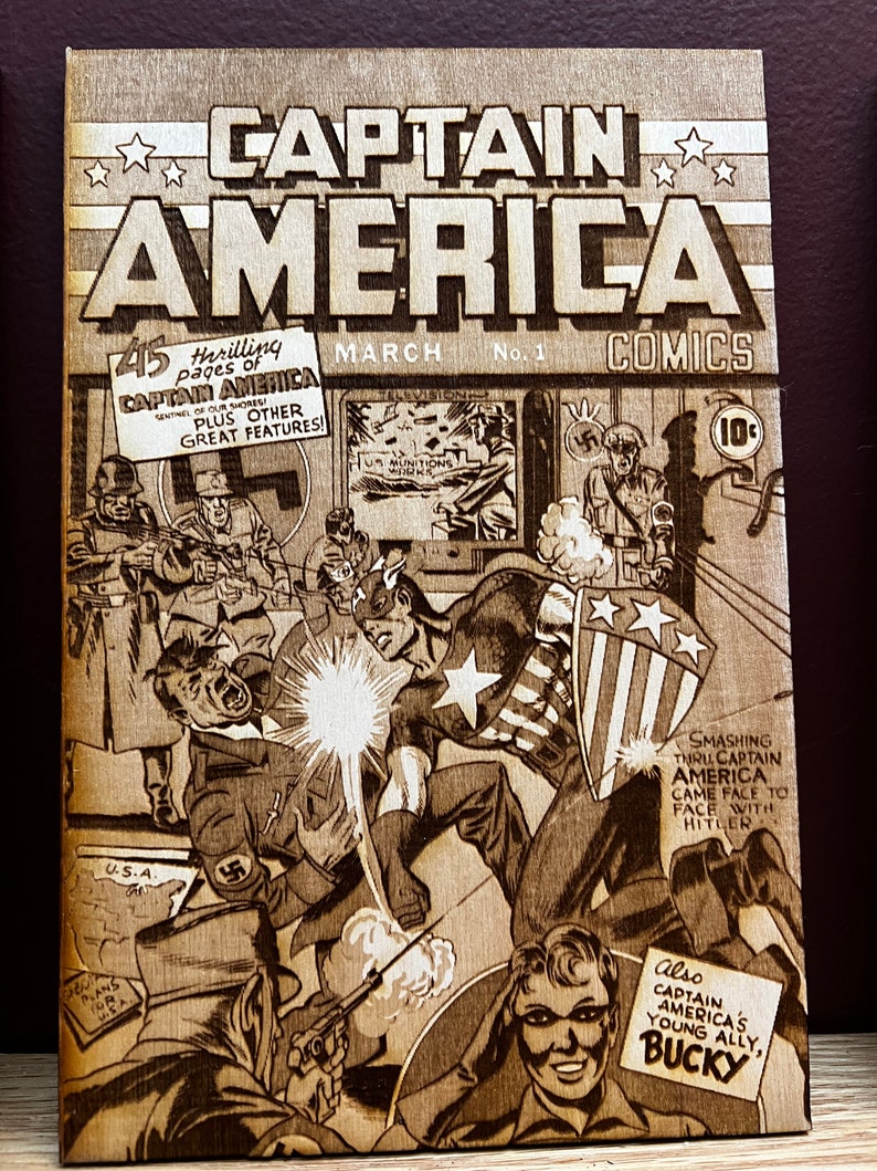 Captain America Laser Engraved Comic Book Cover Set 3 - Etsy