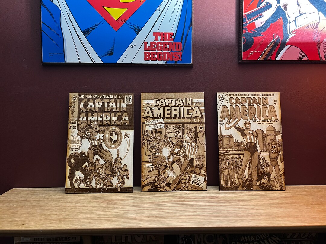 Captain America Laser Engraved Comic Book Cover Set 3 - Etsy