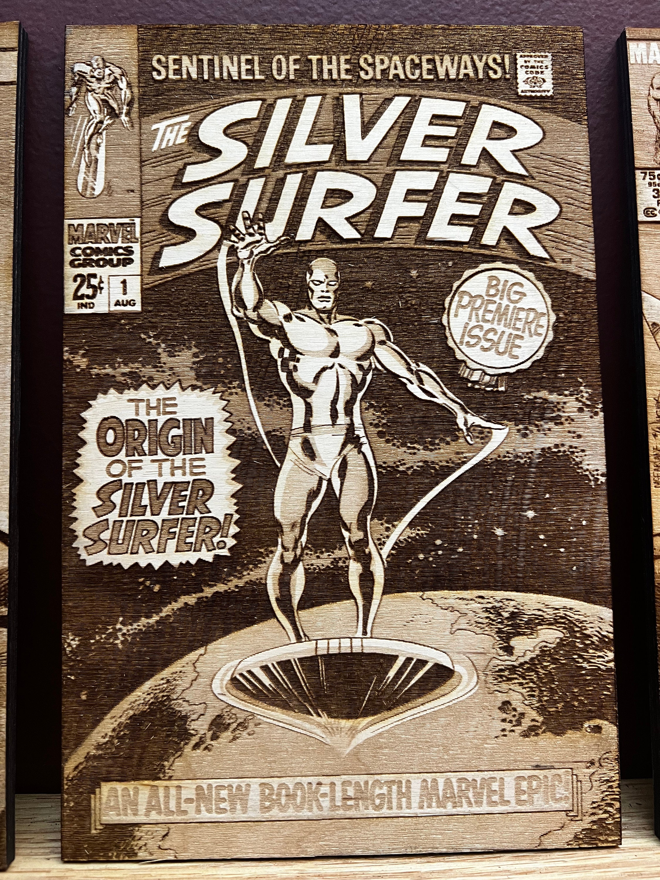 Laser Engraved Wooden Comic Book Covers: Silver Surfer, Hulk, Wolverine ...