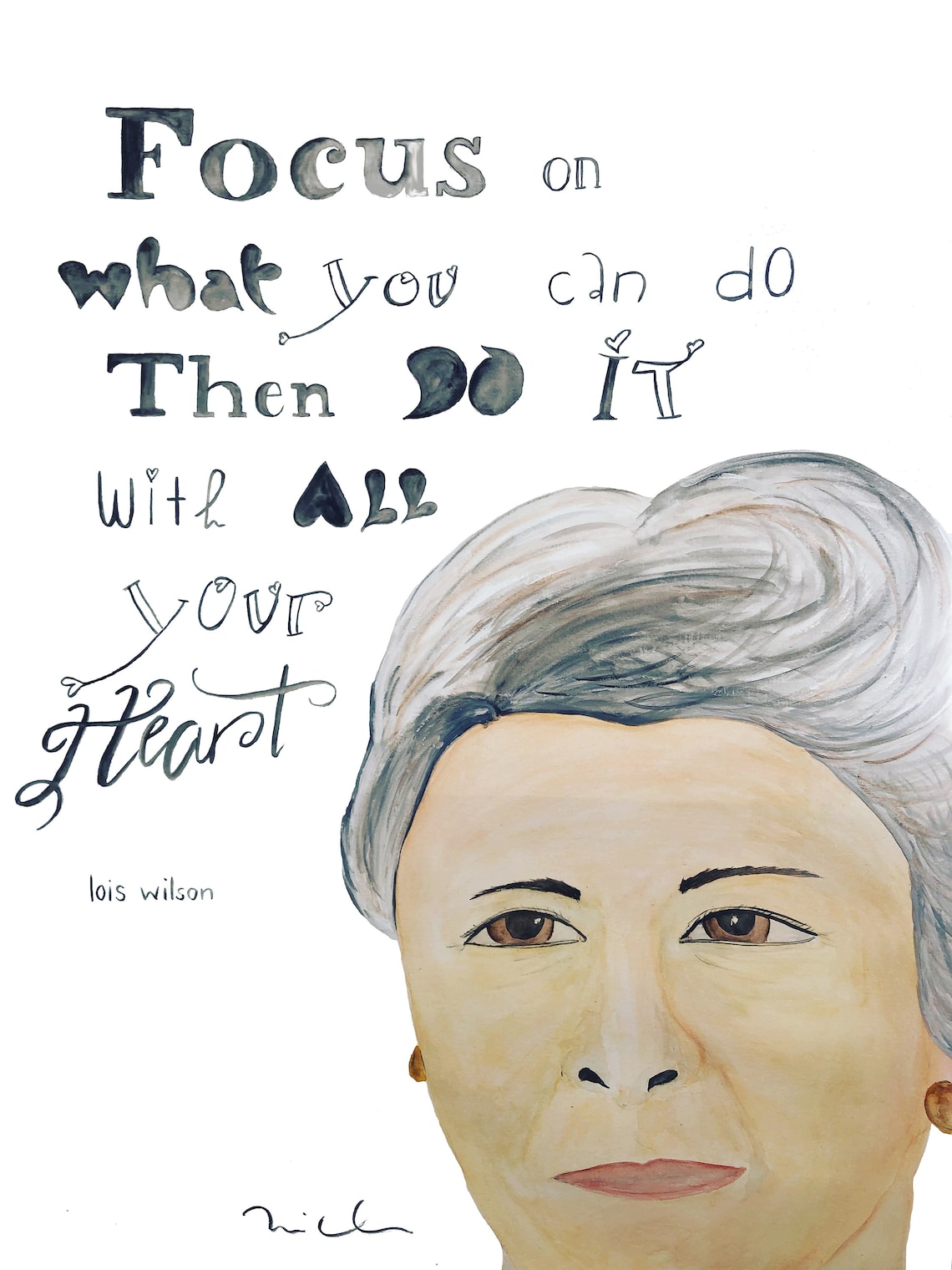 Lois Wilson - Watercolor Quote Portrait - - Etsy