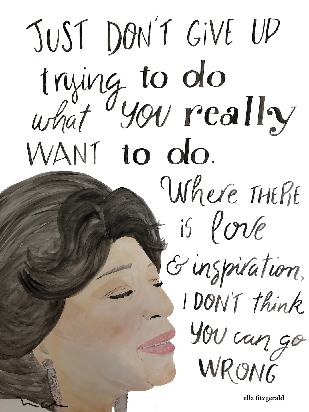 Ella Fitzgerald - Watercolor Quote Portrait - - Etsy