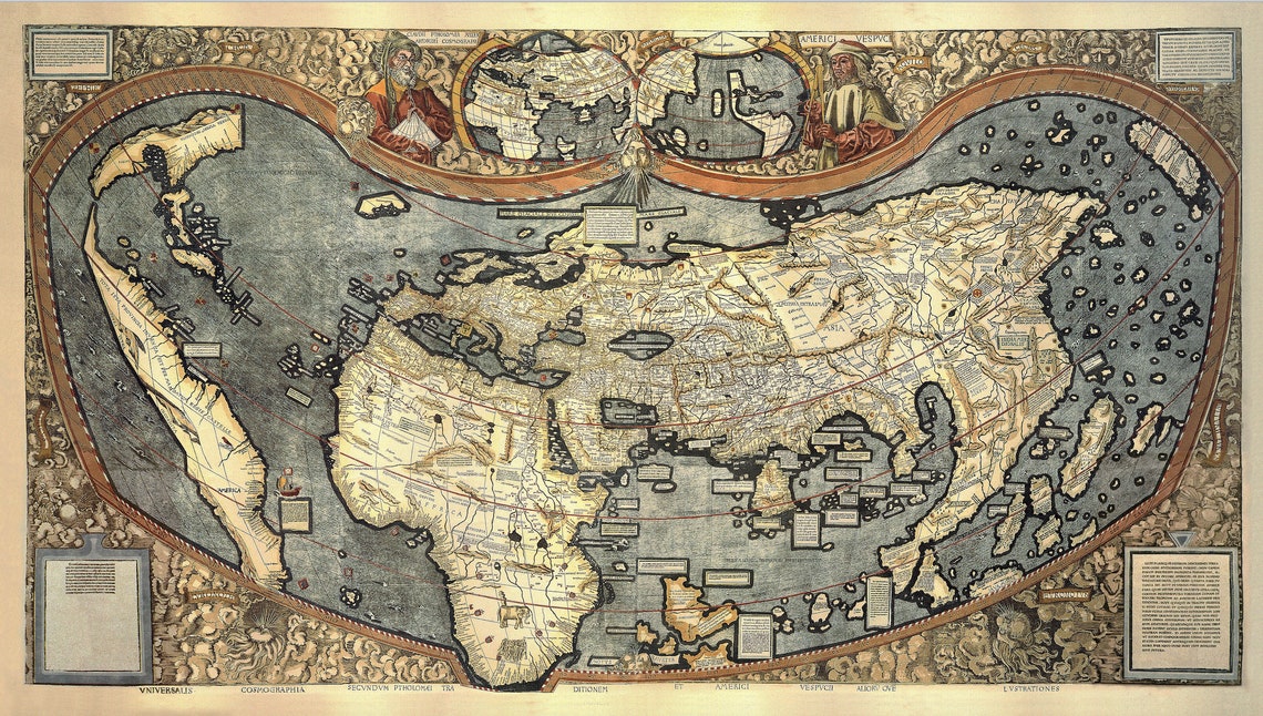 Waldseemuller 1507 World Map Antique Maps World Maps Old | Etsy