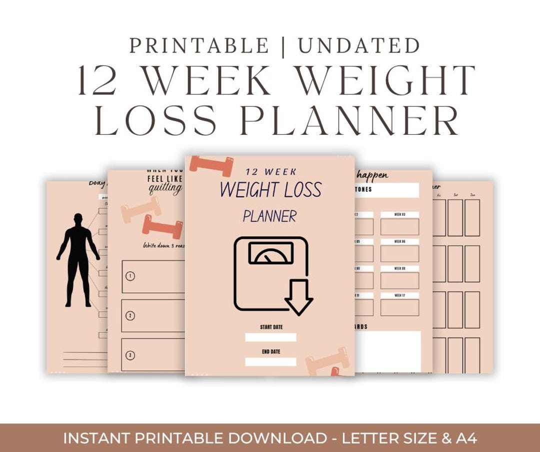 12-week Weight Loss Planner | Printable Fitness Journal | Body ...