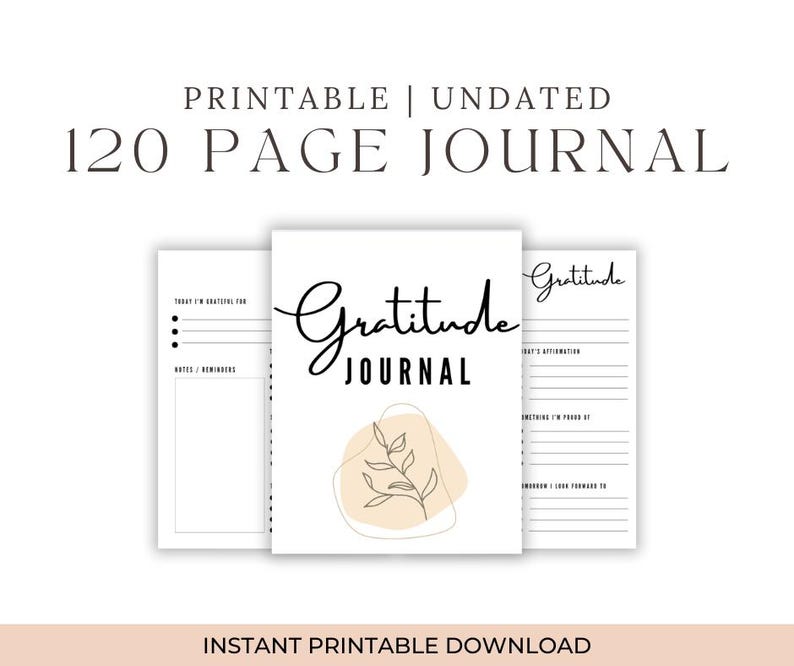 Daily Gratitude Journal | Printable Mindfulness & Affirmation Journal ...