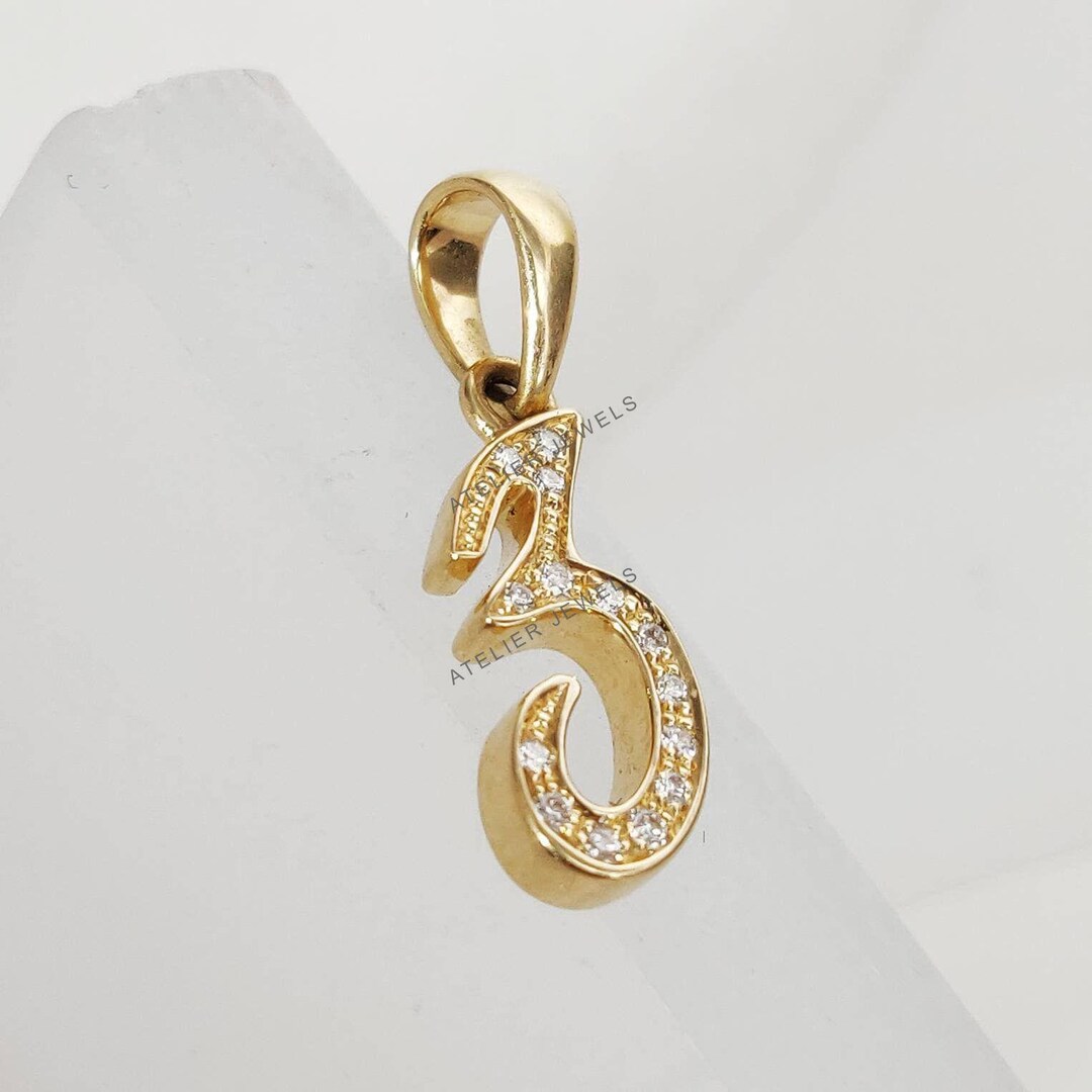 14k Solid Gold Number 3 Gold Natural Diamond Pendant: Birthday Gift - Etsy