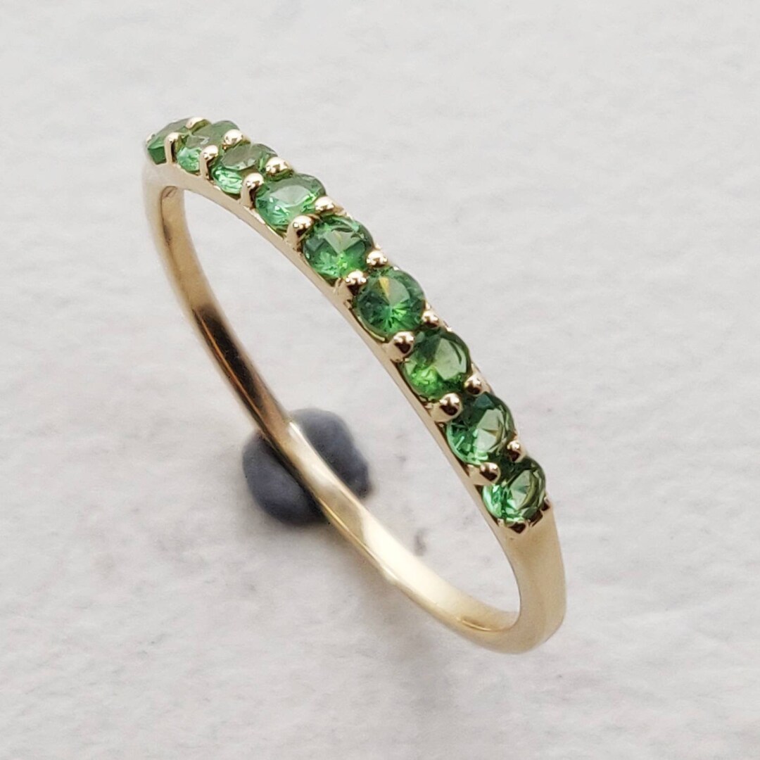 Natural Tsavorite Ring, 14K Solid Yellow Gold Tsavorite Ring, Half ...