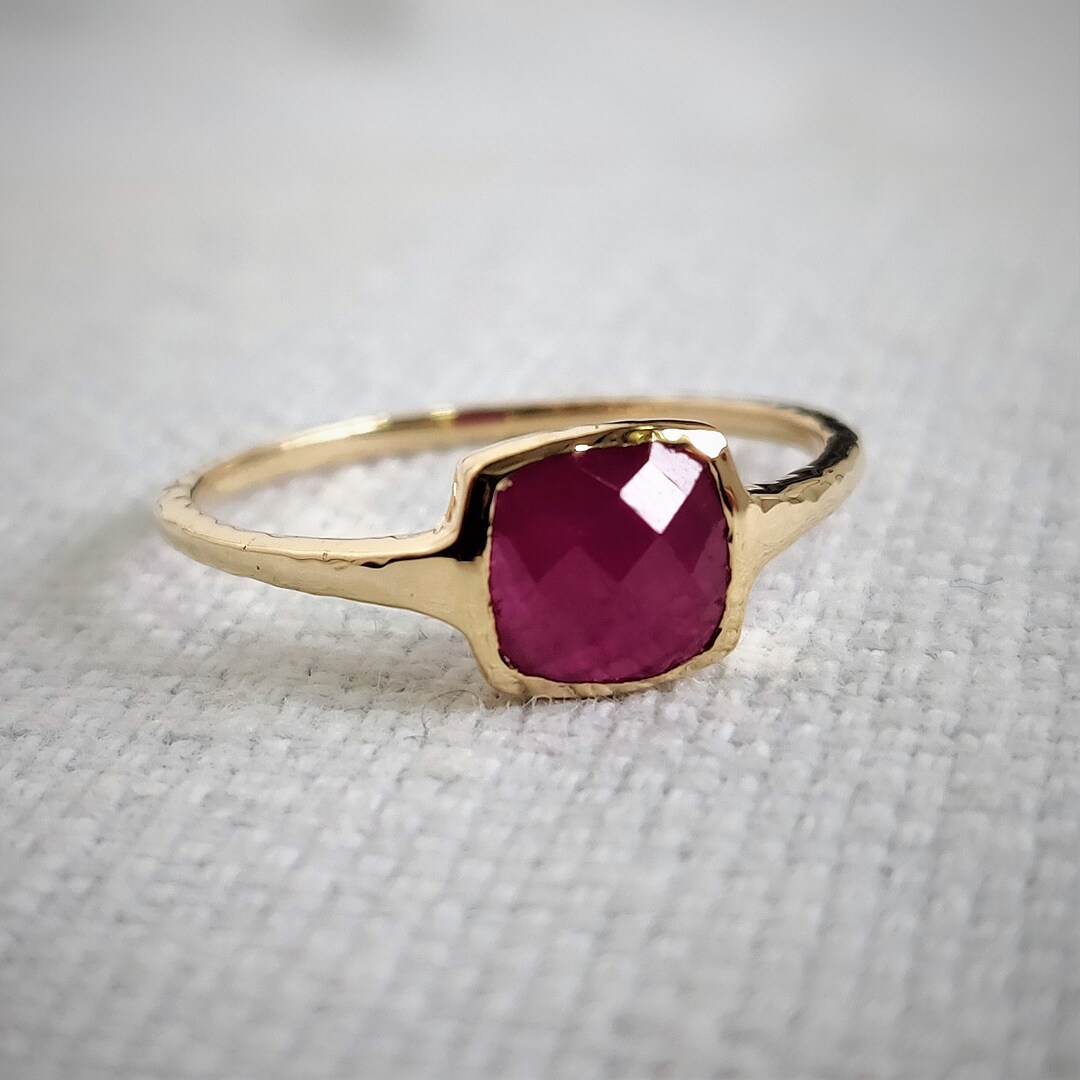 14K Gold Natural Ruby Ring, 14K Solid Yellow Gold Ring, Engagement Ring ...