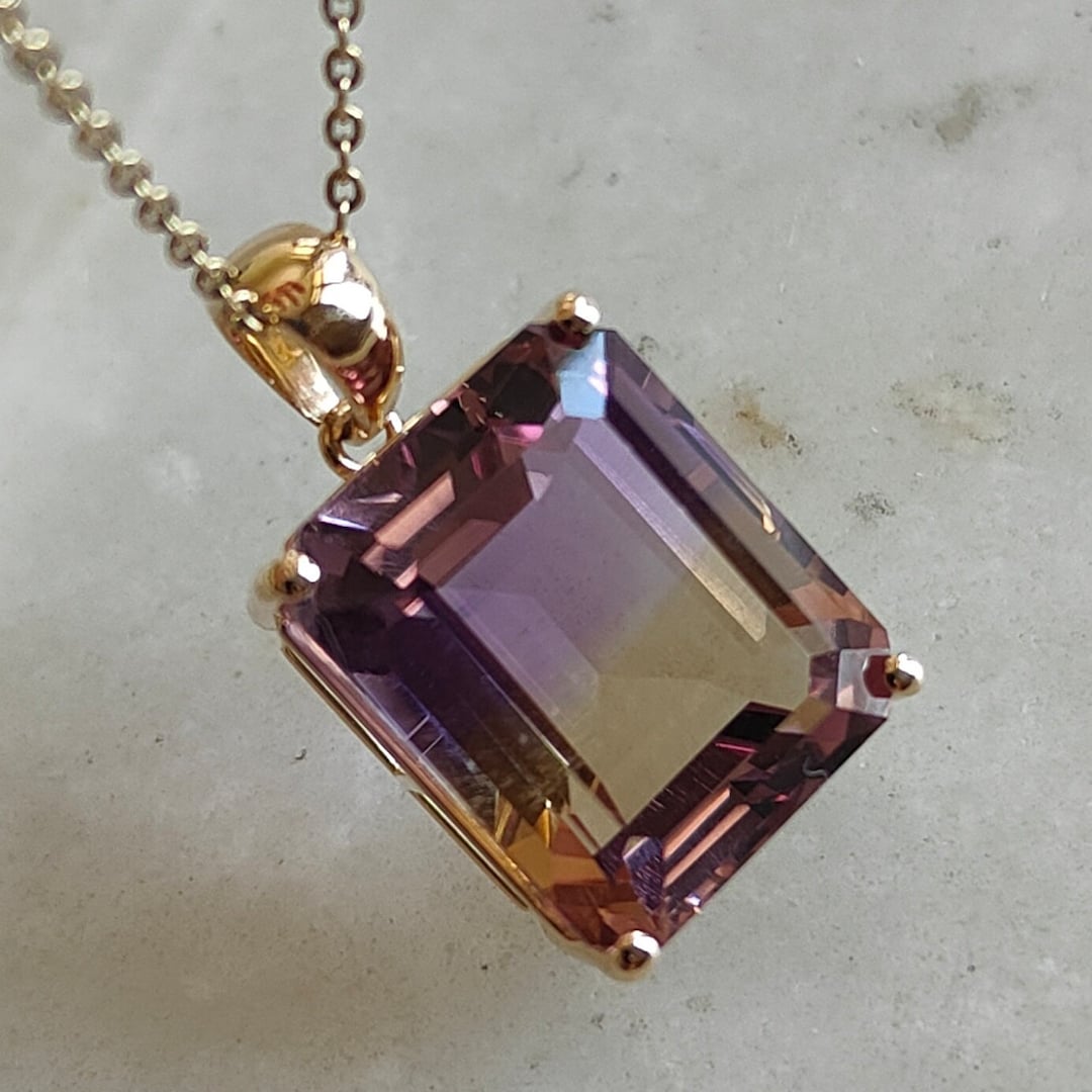 Natural Ametrine Pendant, 14K Solid Yellow Gold Ametrine Pendant ...