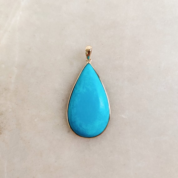 Natural Arizona Turquoise Pendant 14K Solid Yellow Gold Turquoise Pendant December Birthstone Sleeping Beauty Turquoise Jewelry Etsy Australia