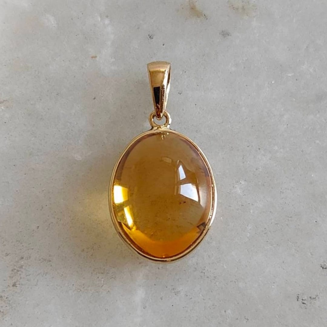 Natürlicher Citrin Anhänger, 14K Solid Gelbgold Citrin Anhänger ...