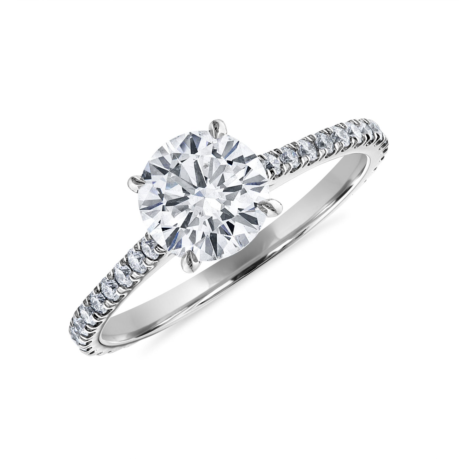 Round + Pavé Diamond Engagement Ring / Wedding Band / Fine Jewelry - Etsy