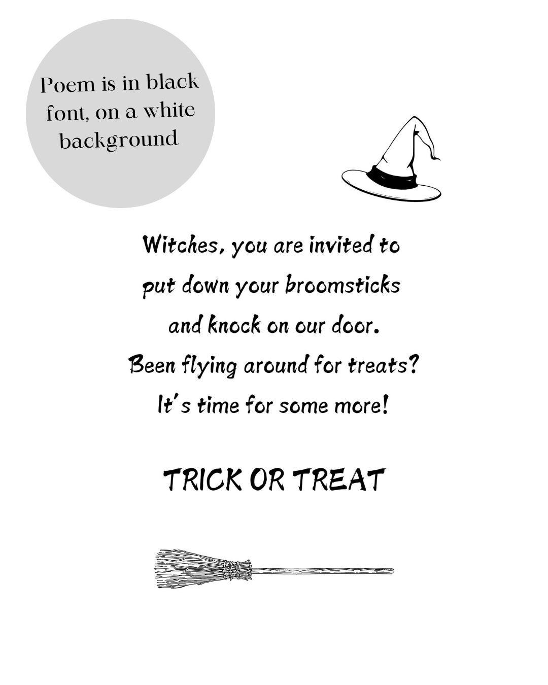 Halloween Poem Trick or Treat Poem Trick or Treat Door Print Digital ...