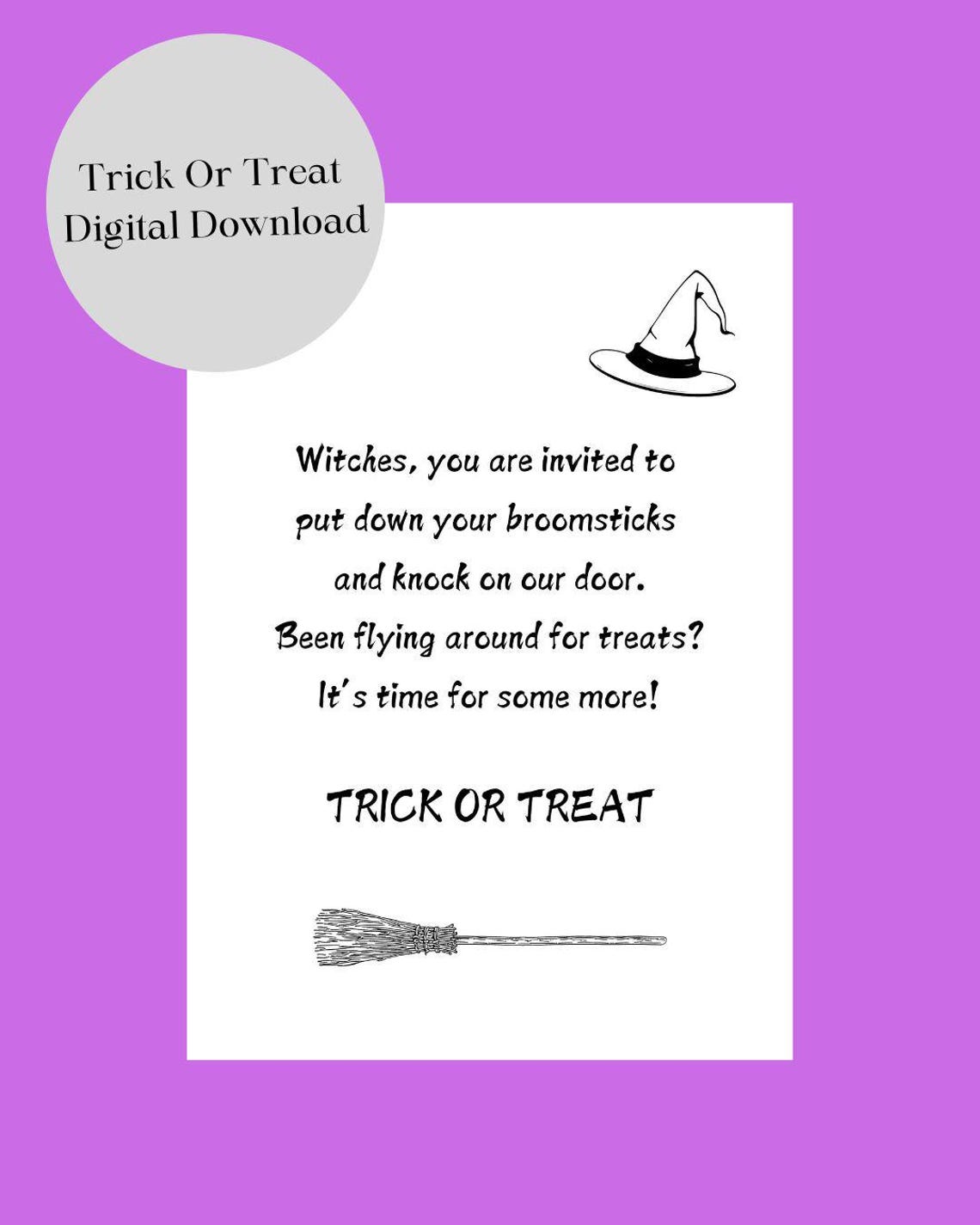 Halloween Poem Trick or Treat Poem Trick or Treat Door Print Digital ...