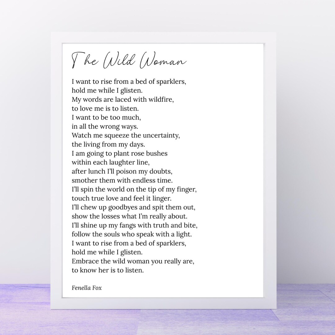 The Wild Woman Poem | Feminist Poetry Print | Digital Download - Etsy UK