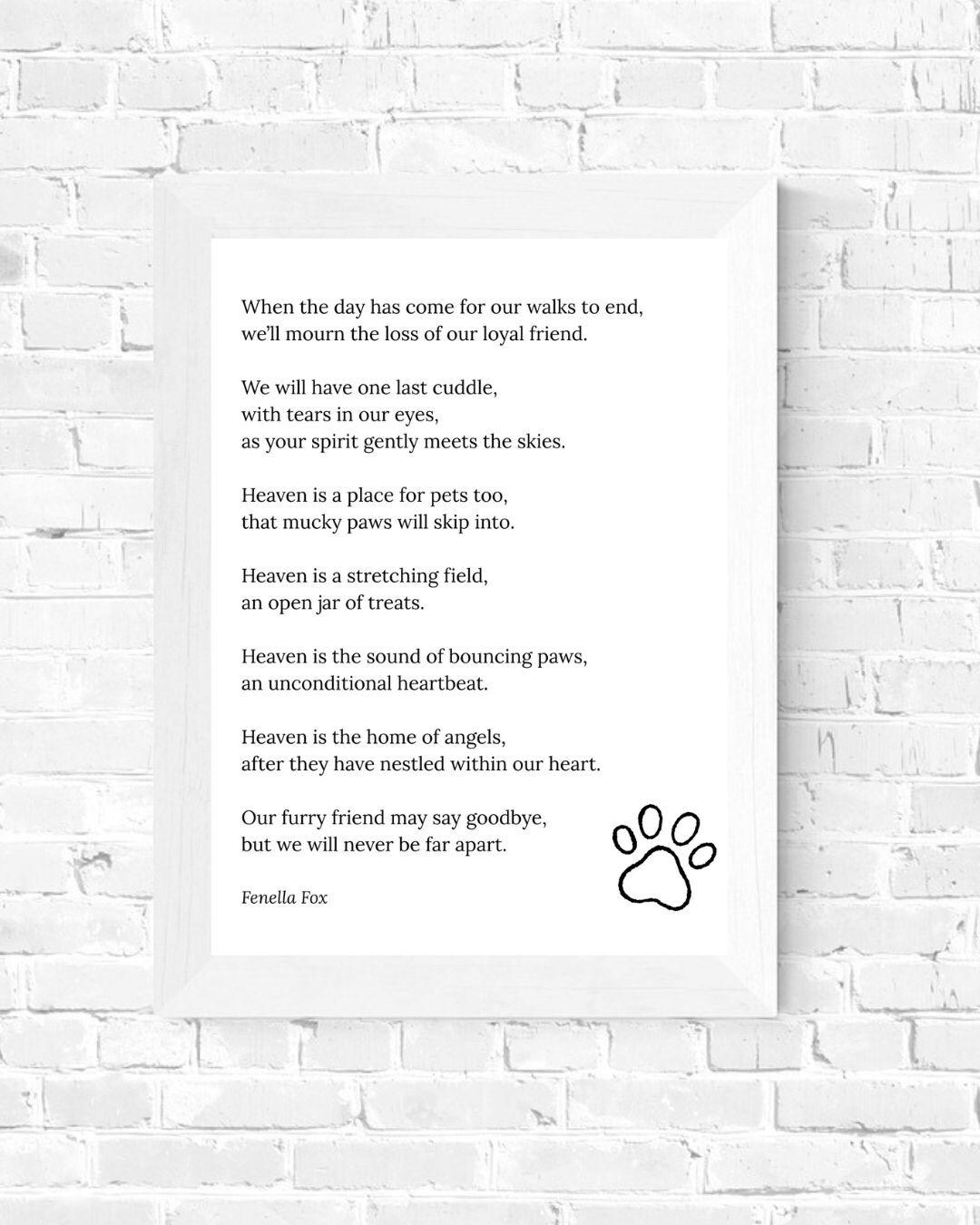 Dog Memorial Poem Print | Heartfelt Pet Loss Gift (digital Download) - Etsy