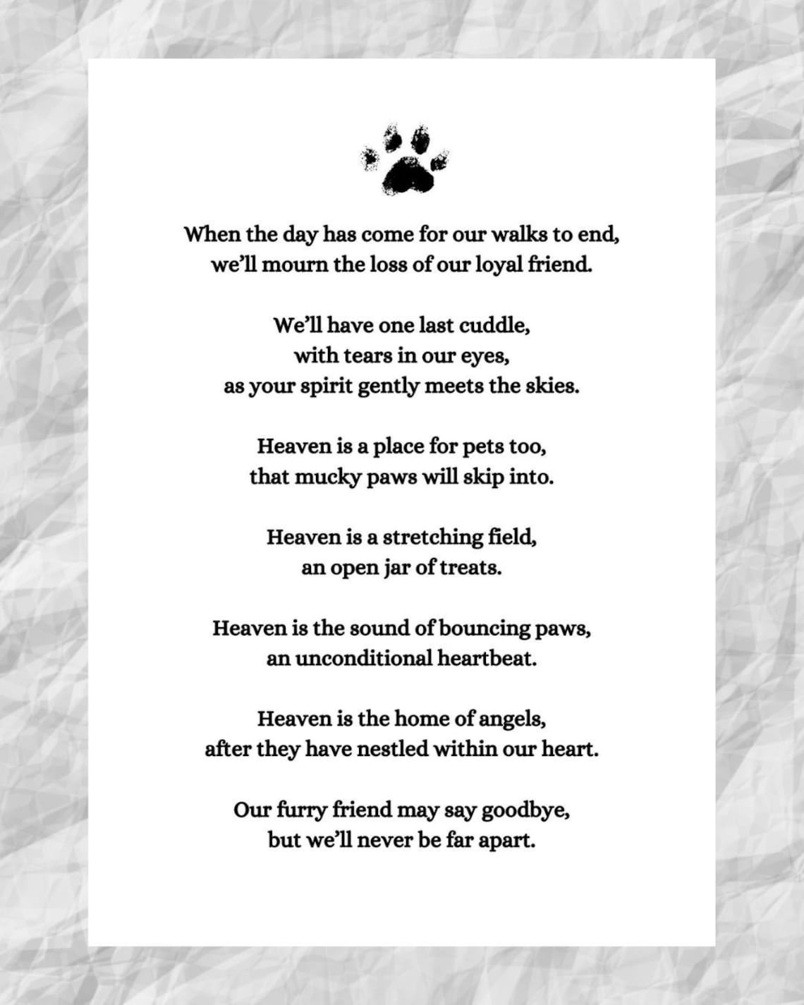 Dog Memorial Poem Dog Loss Poem Pet Loss Quote Heartfelt Pet Loss Keepsake Gift Digital Download ...