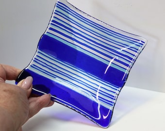 Decorative Glass Dish, Fused Glass, Handmade Dish, Optical Illusion ...