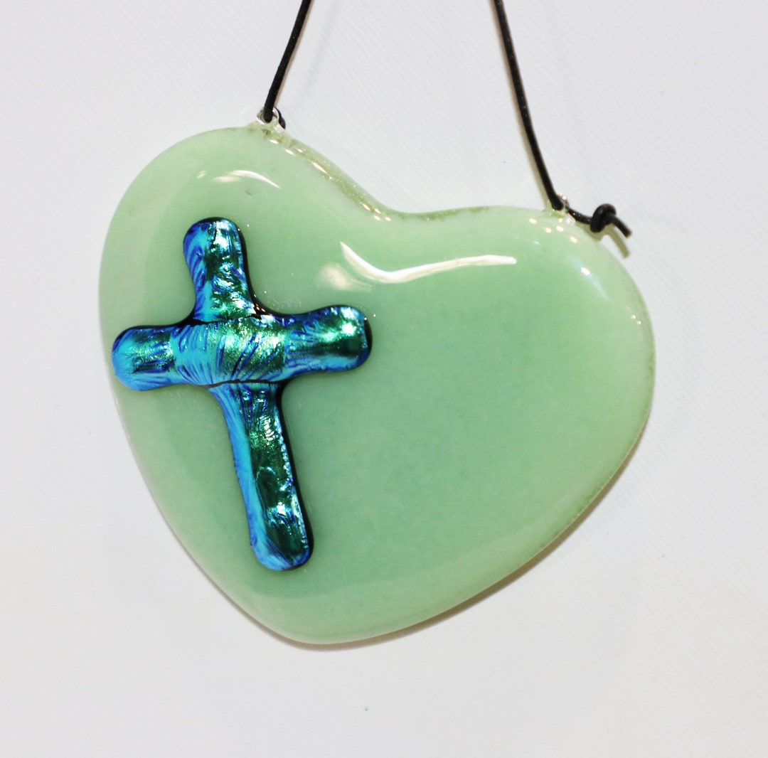 Heart and Cross, Religious Suncatcher, Religious Gift, Heart Belongs to ...