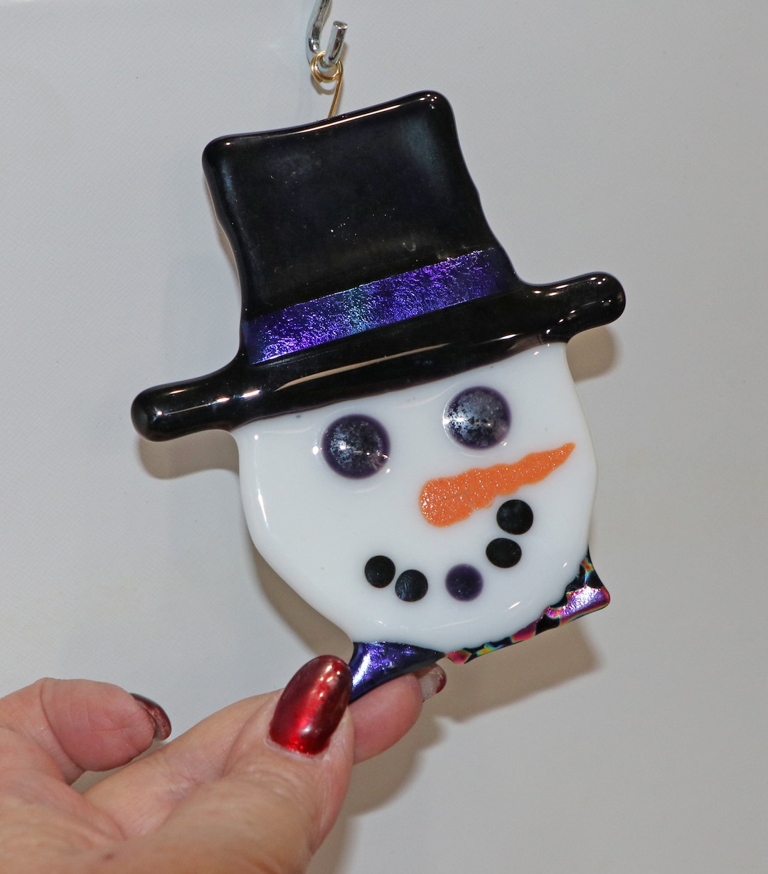Snowman, Christmas Ornament, Fused Glass Ornament, Snowman Christmas ...