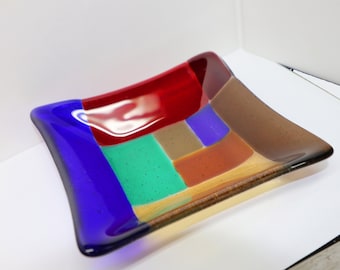 Decorative Glass Dish, Fused Glass, Handmade Dish, Optical Illusion ...