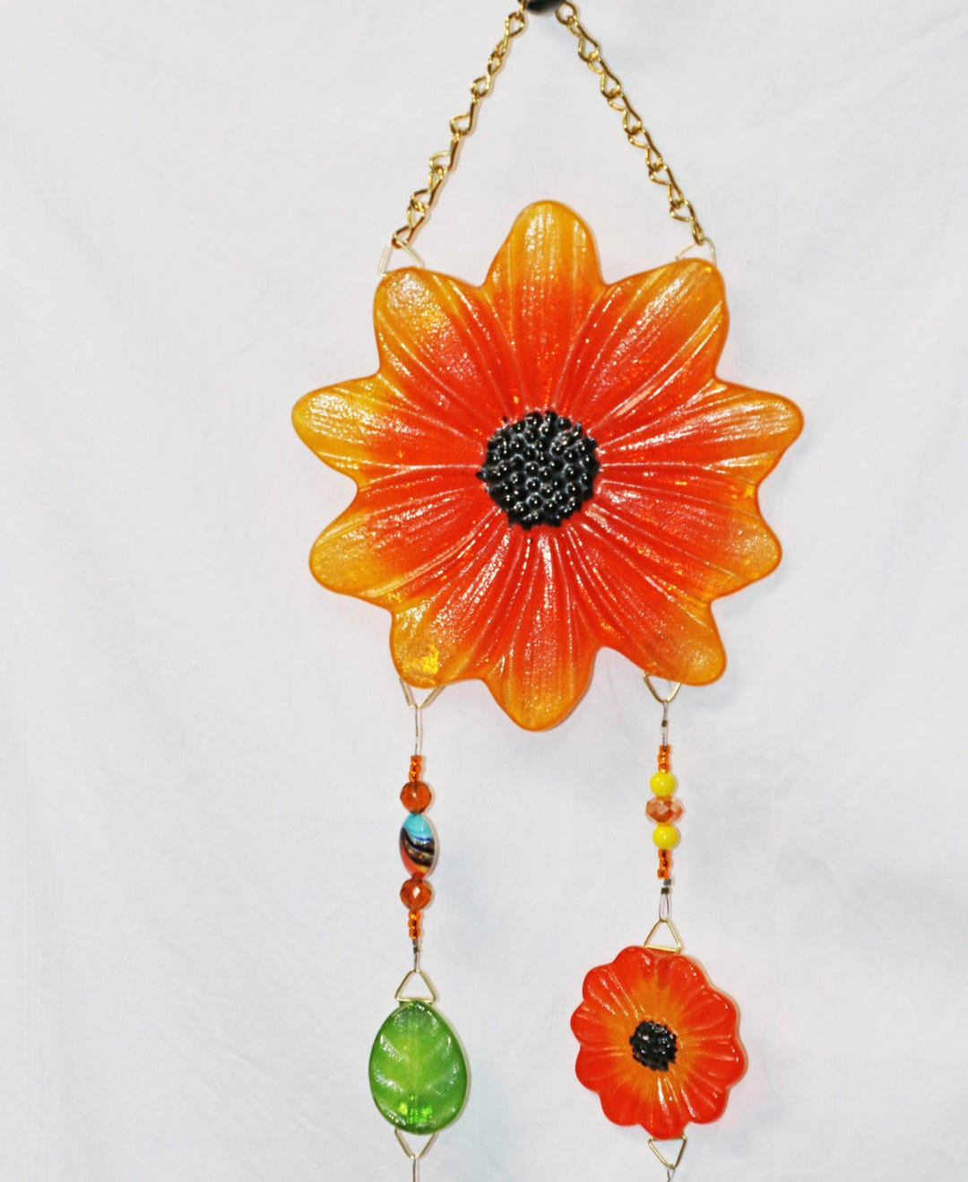 Fused Glass Sunflower Wind Chime: Yellow Orange Garden Art - Etsy