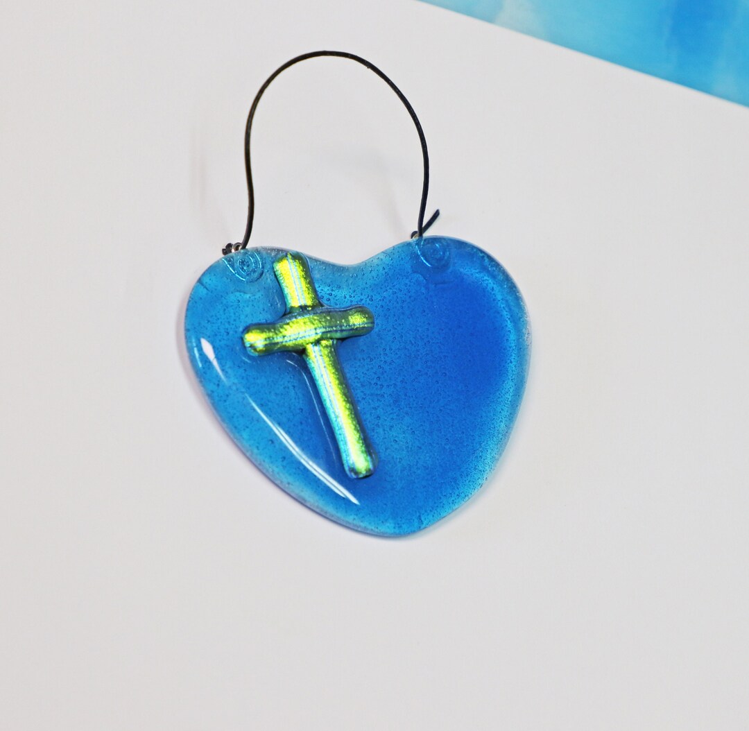 Suncatcher Heart and Cross, Religious Suncatcher, Religious Gift, Heart ...