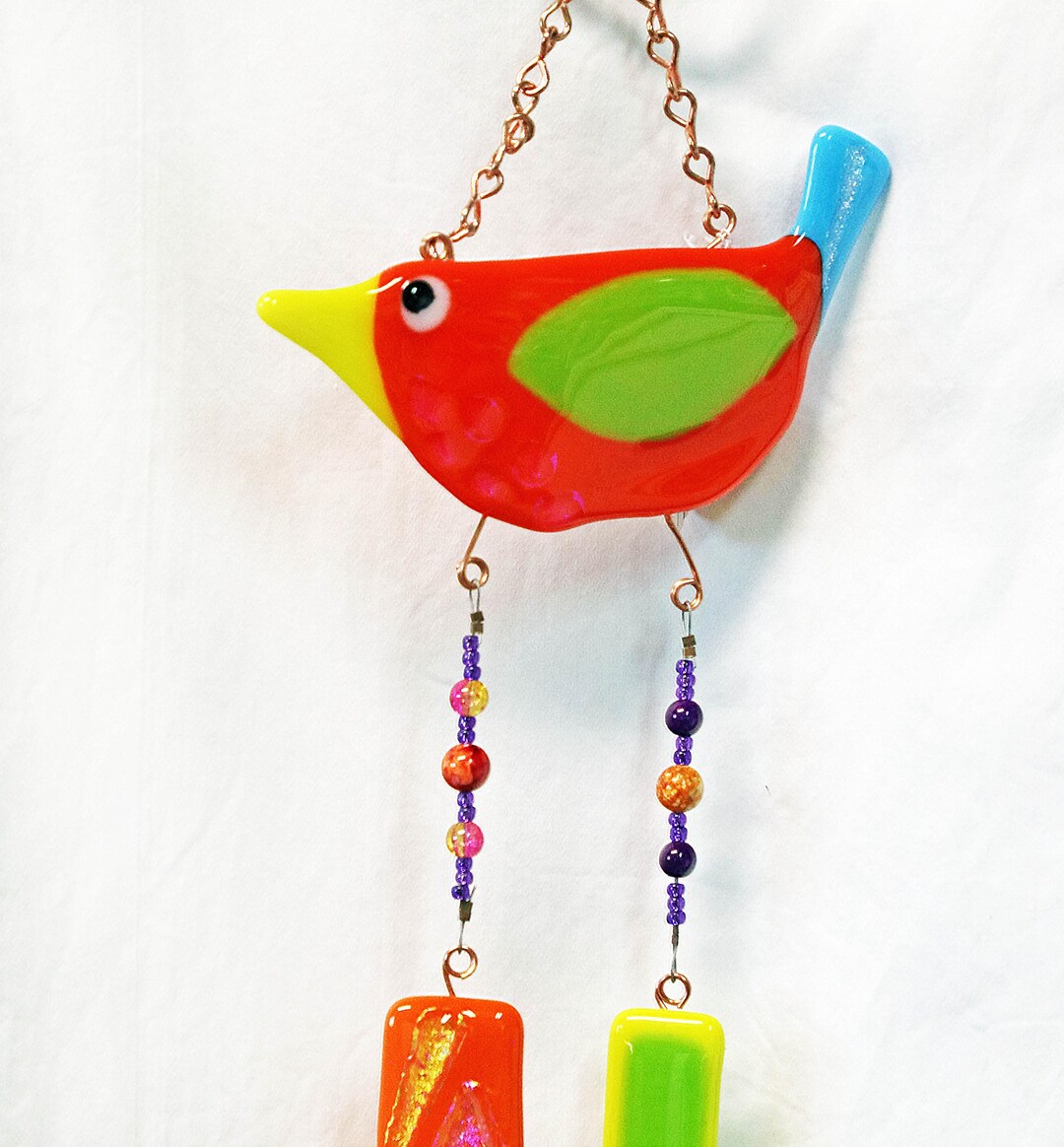 Wacky Bird Chime, Wind Chime, Orange and Green Bird Windchime ...