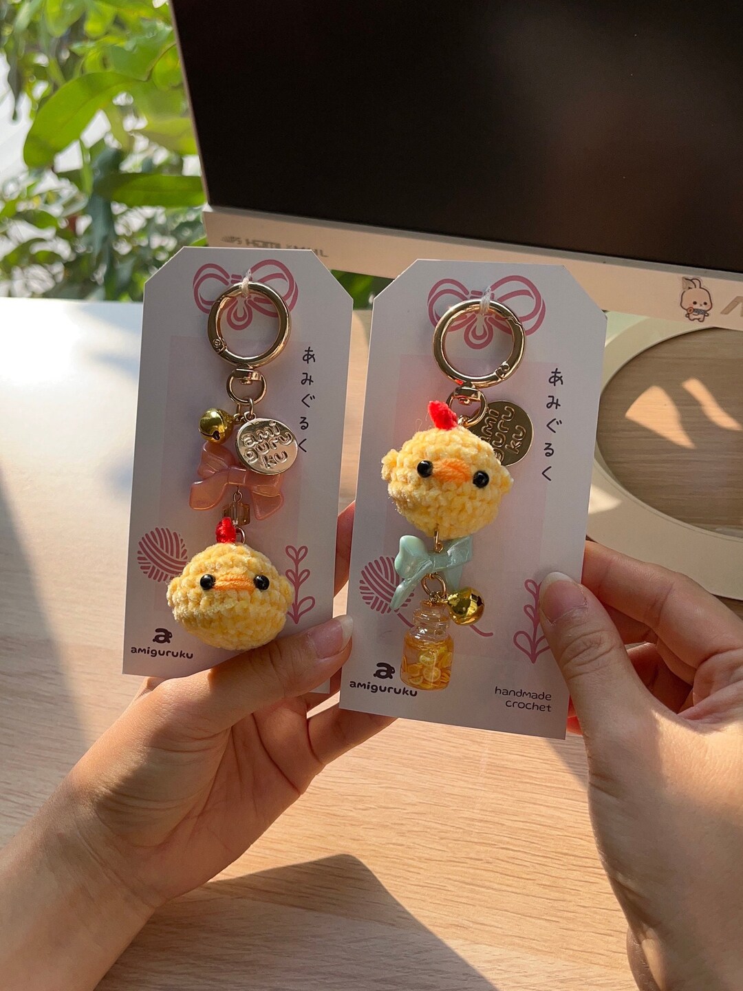 Crochet Chick Keychain: Amigurumi Yarn Charm - Etsy