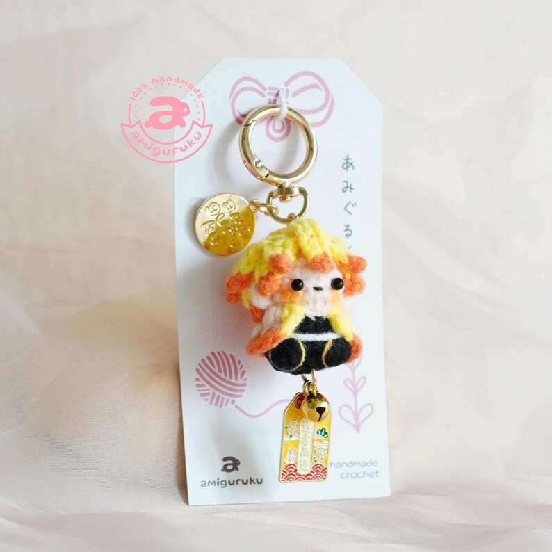 Mini Crochet Amigurumi Keychain Thunder Swordsman Doll (actual Keychain ...