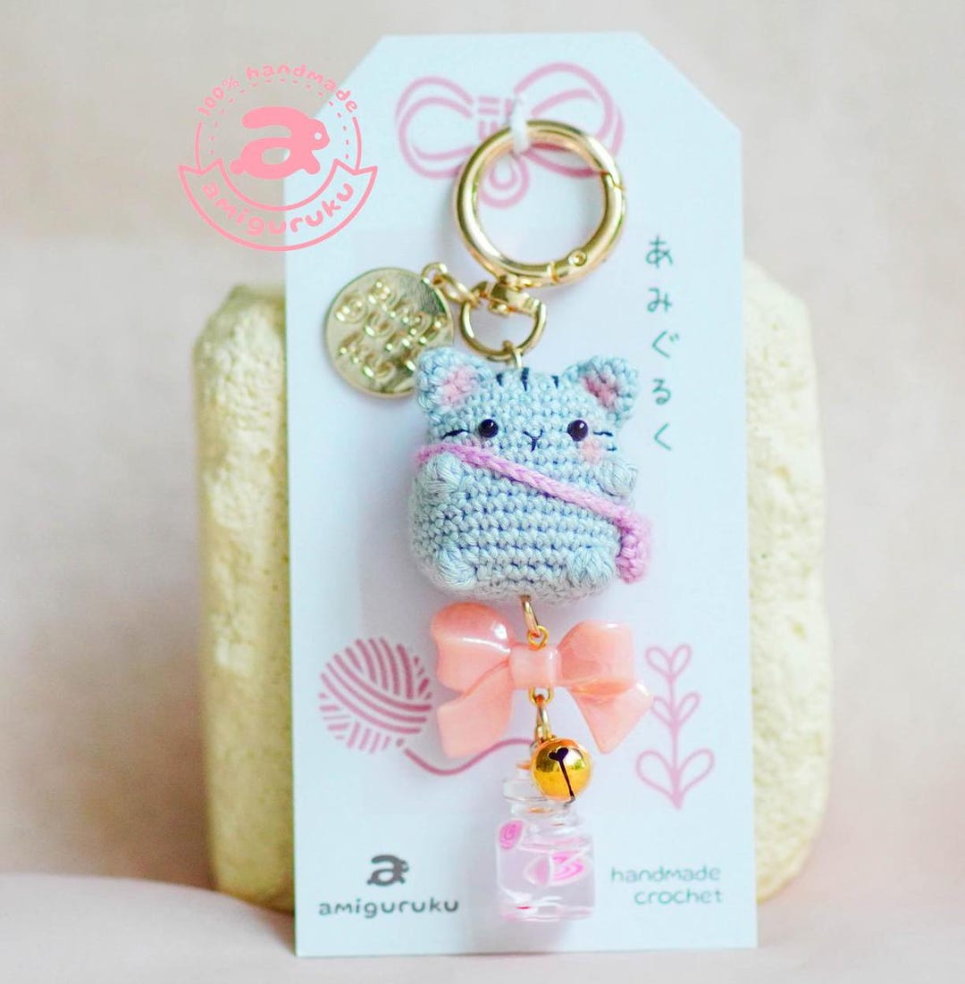 Amigurumi Crochet Keychain Sling Bag Cat - Gray (actual Keychains) - Etsy