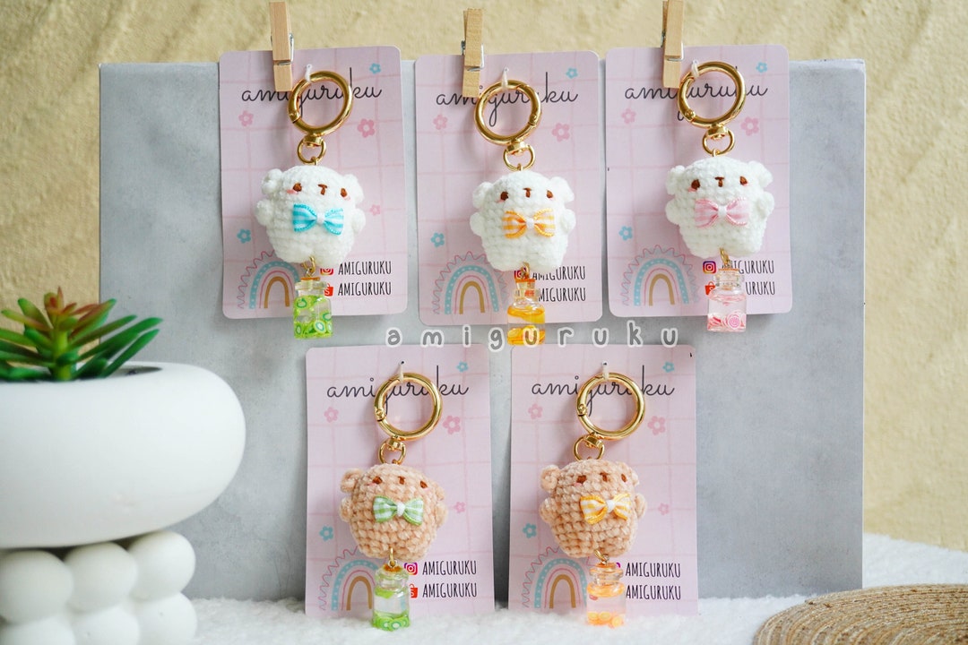 Amigurumi Crochet Keychain Cute Velvet Milky/brown Bear actual ...