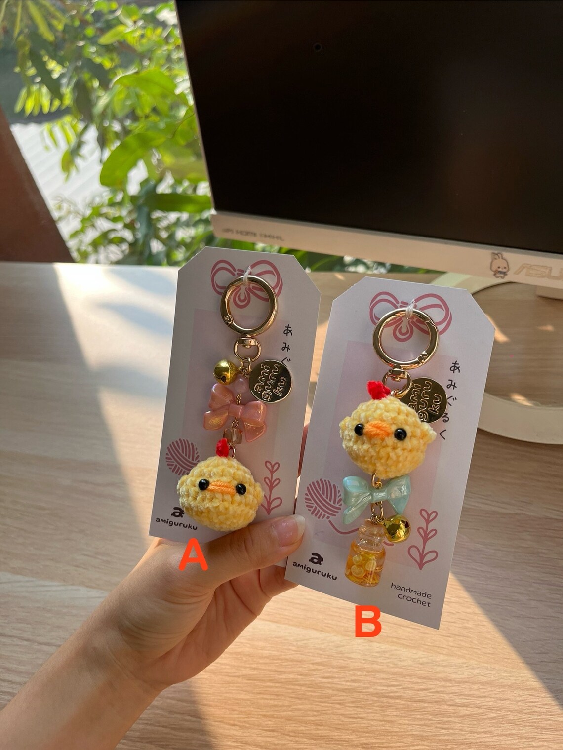 Crochet Chick Keychain: Amigurumi Yarn Charm - Etsy